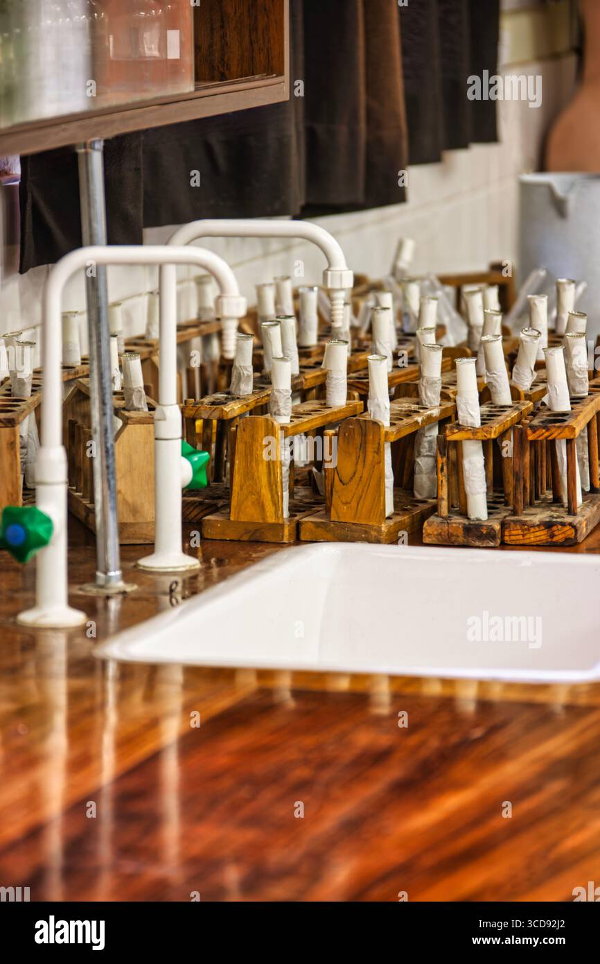 Wooden lab tables hi-res stock photography and images - Alamy