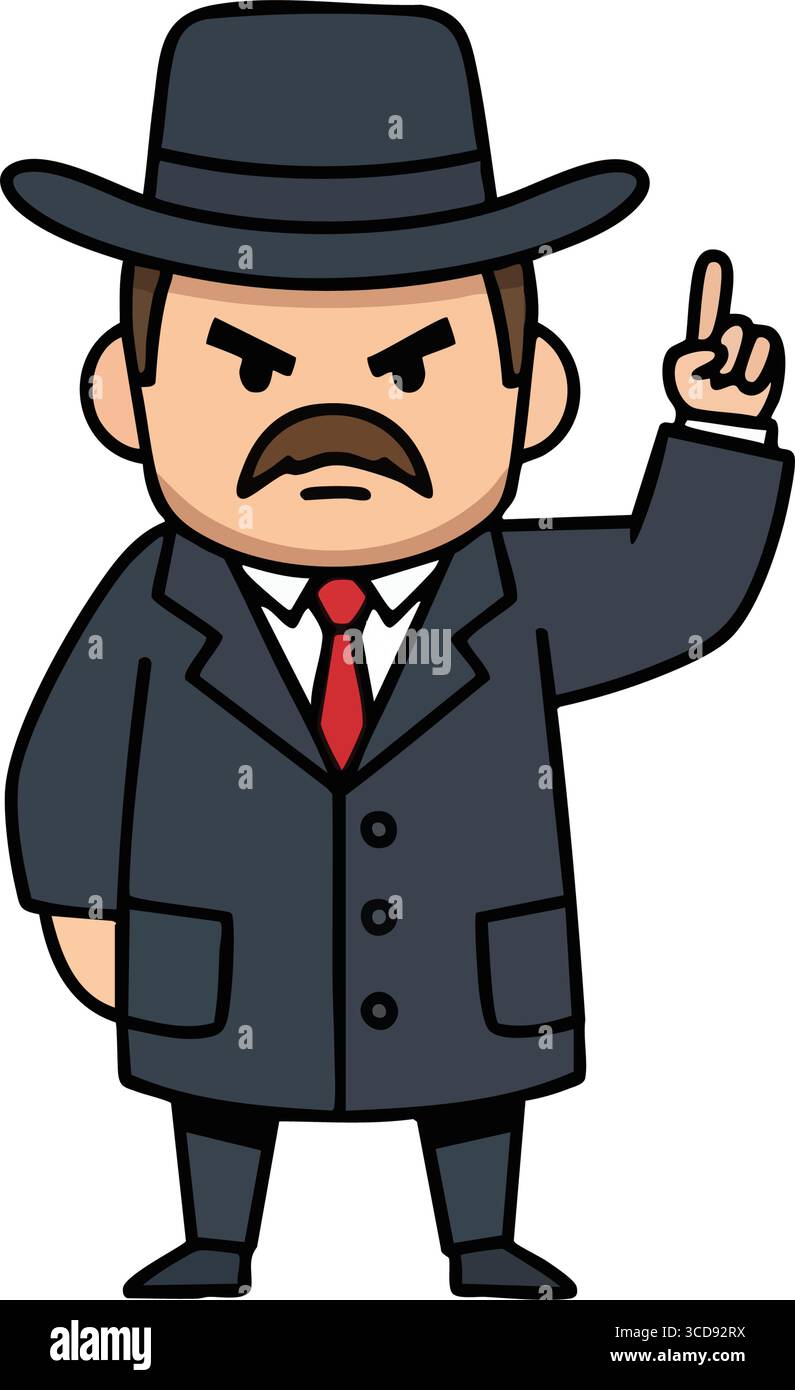 Businessman Strict Warning Gesture. A bold illustration of an intense ...