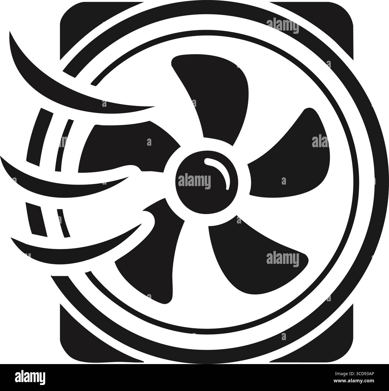 Cooling System Airflow Symbol. Minimalist dark icon depicting an ...