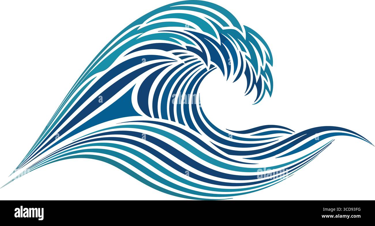 Dynamic Blue Ocean Wave. Showcases an elegant maritime swell rendered ...