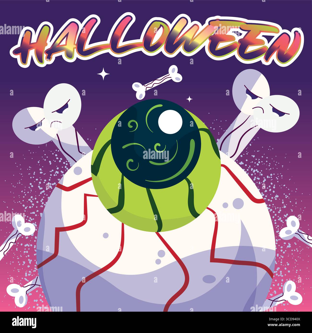 Colored spooky halloween poster Isolated bloody eye Vector Stock Vector ...