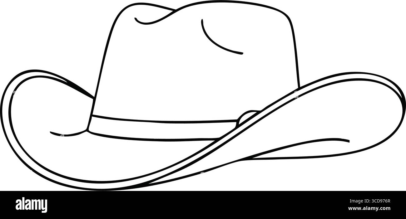 Classic Western Hat Outline. Elegant white contour of a traditional ...