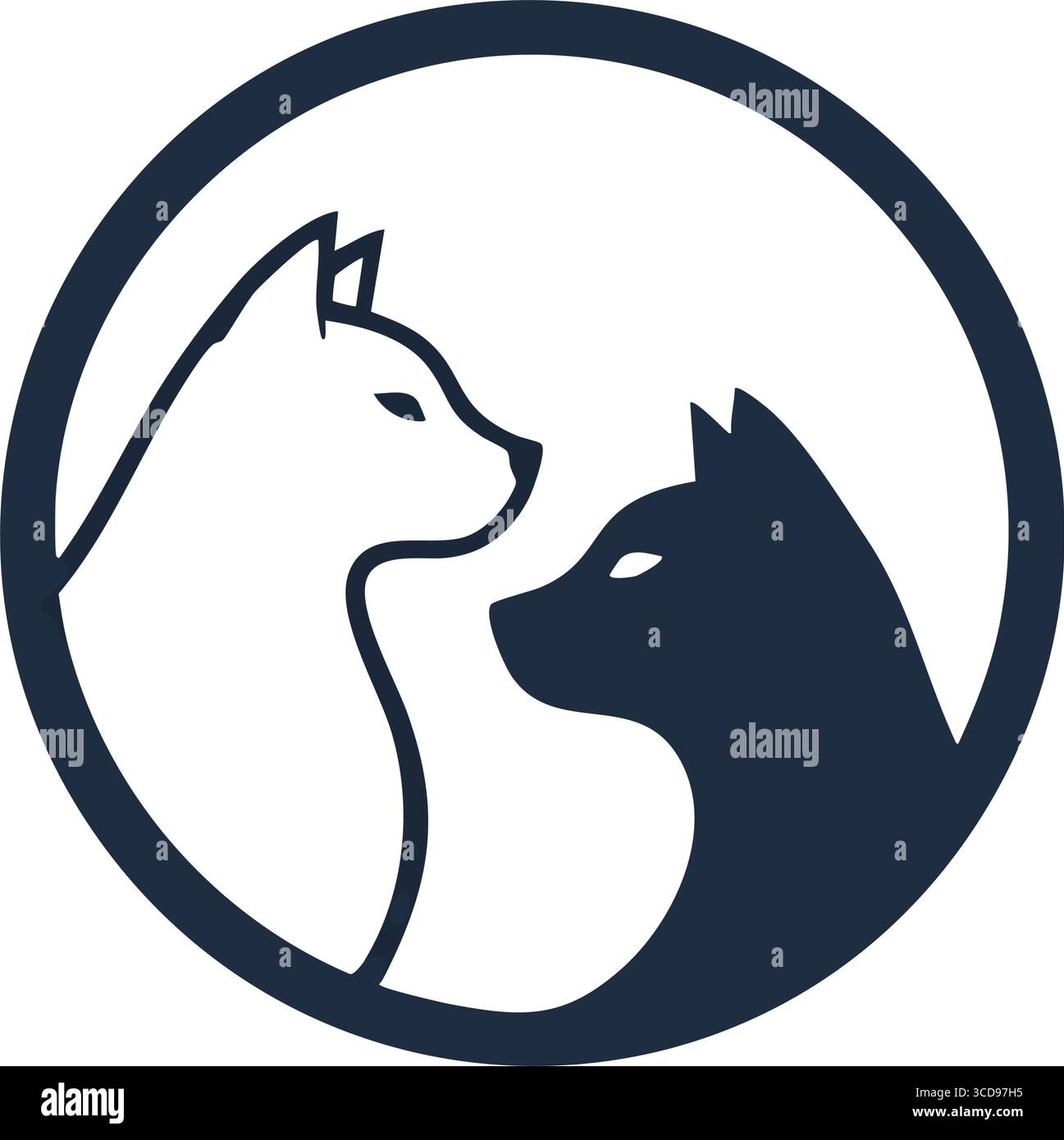 Yin Yang Feline Symbol. Minimalist artwork showcasing a pair of ...