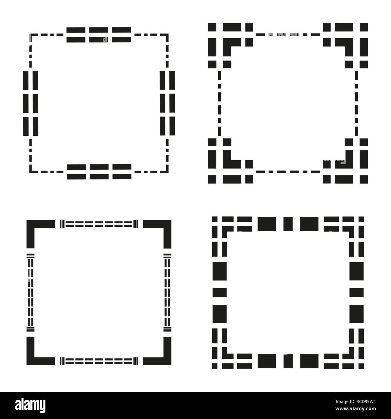 Modern tech style. Dashed black squares. Decorative corner frames Stock ...