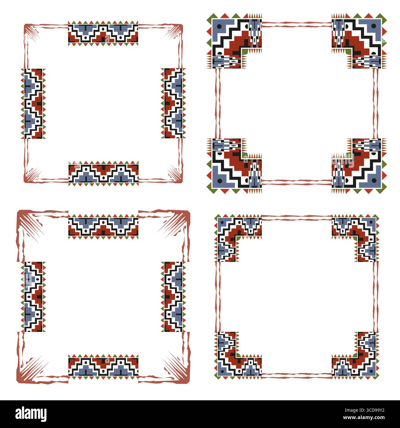 Ethnic pattern frame. Geometric ornament element. African style pattern ...