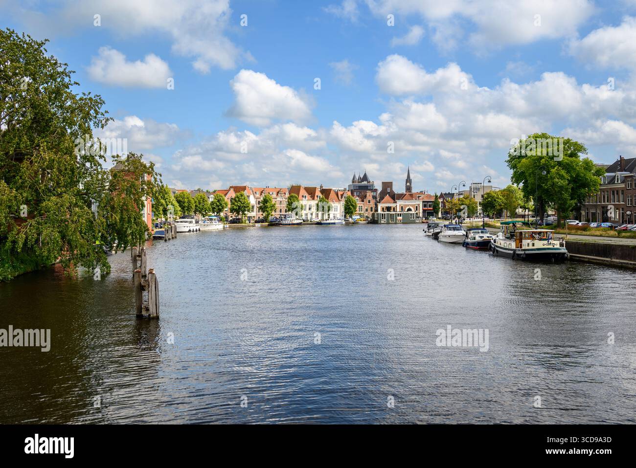Old town of Haarlem with charming canals and colorful historic houses ...