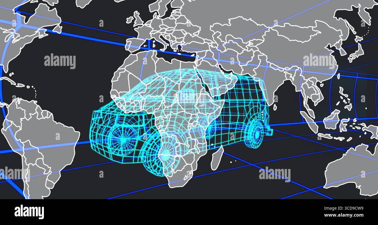Digital world map grid hovering hi-res stock photography and images - Alamy