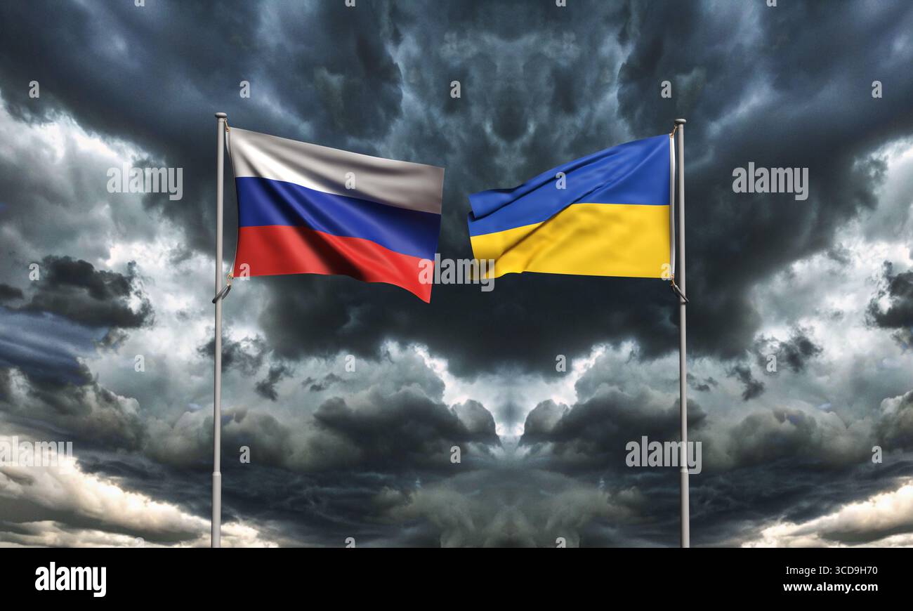 Ukraine vs battle war russia flag country national broken background ...