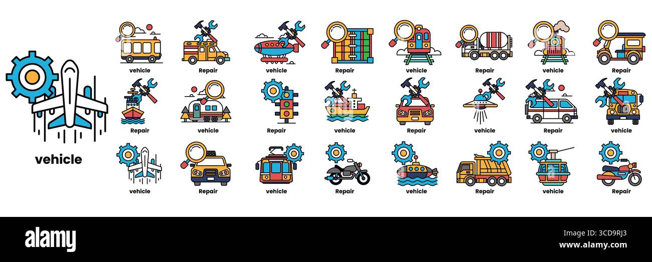 A collection of vehicles and vehicles parts Stock Vector Image & Art ...