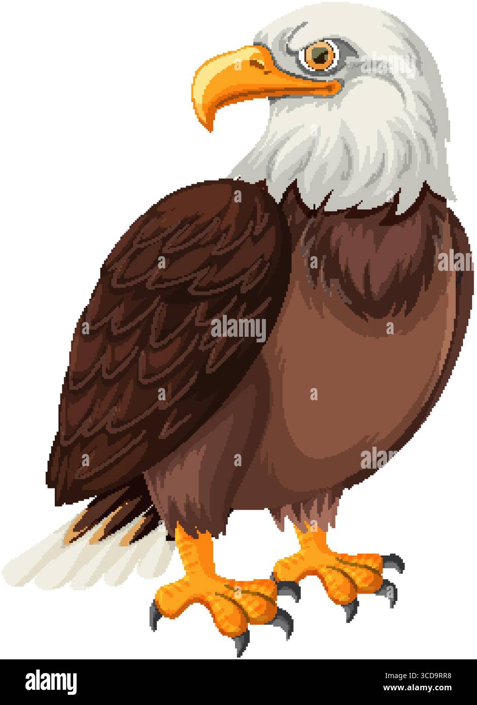 Illustration of a bald eagle with intricate feather details, vibrant ...