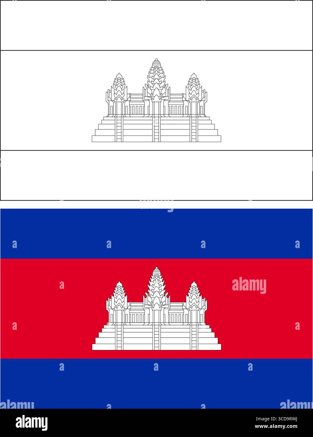 Vector illustration of Cambodia's flag featuring Angkor Wat. Includes ...