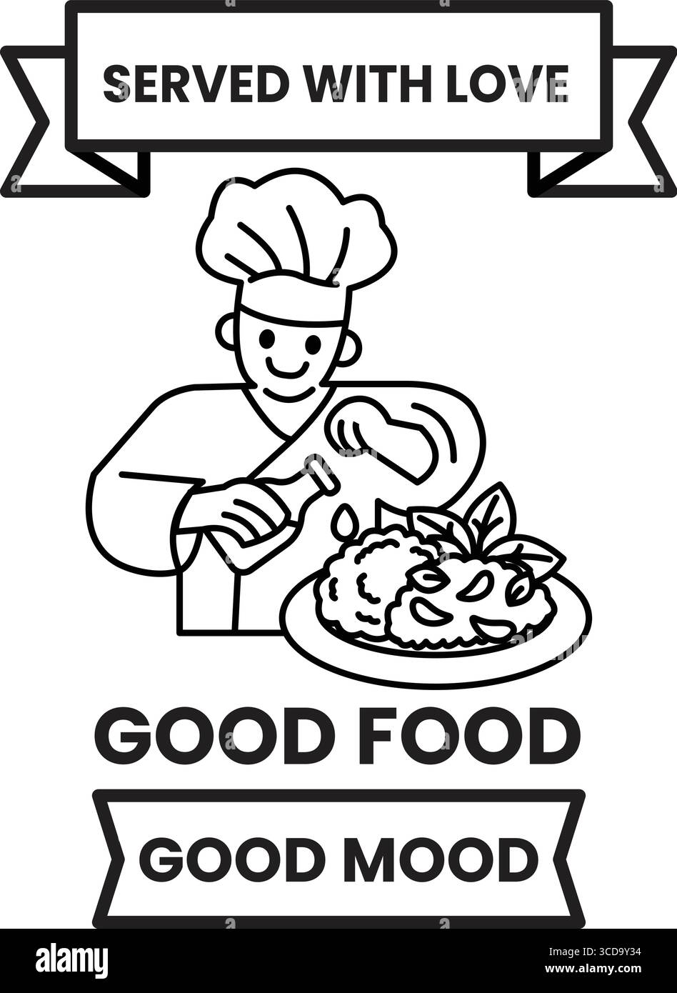 Enjoying healthy delicious meal Stock Vector Images - Alamy