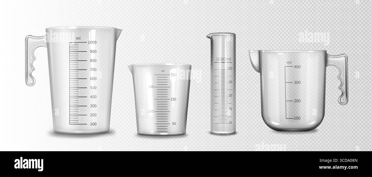 3d clear measuring cup set with milliliter markings and handles for ...