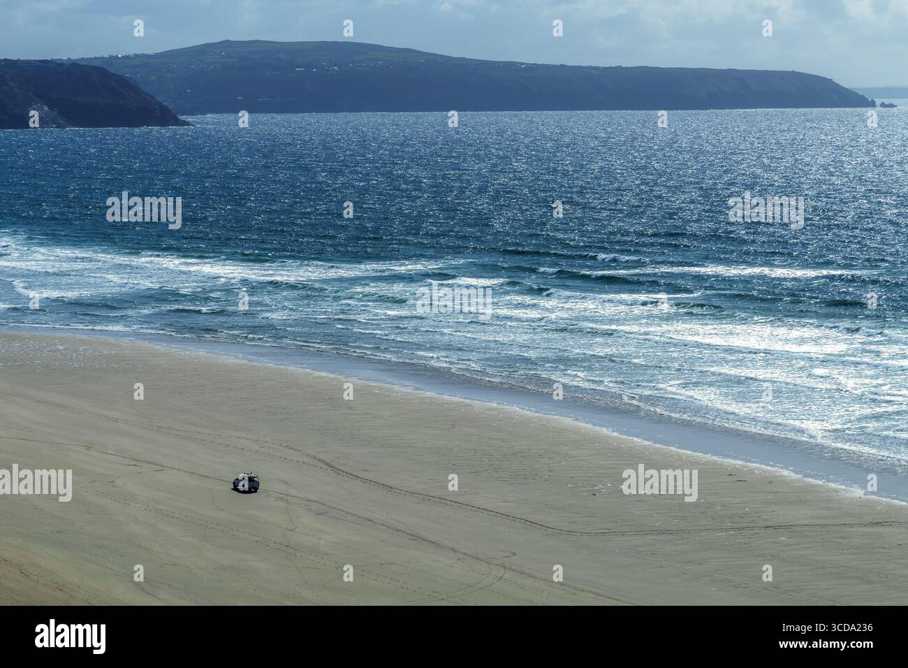 RNLI 4x4 truck on the beach at Perranporth, Cornwall UK Stock Photo - Alamy