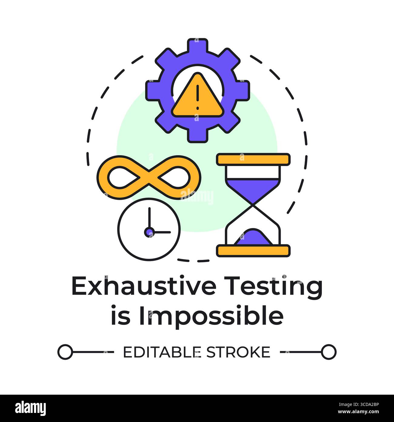 Exhaustive testing is impossible multi color concept icon Stock Vector ...