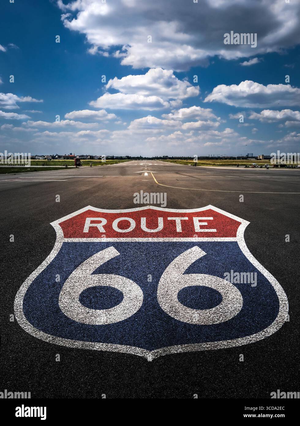 The legendary Route 66 logo shown on the road Stock Photo - Alamy