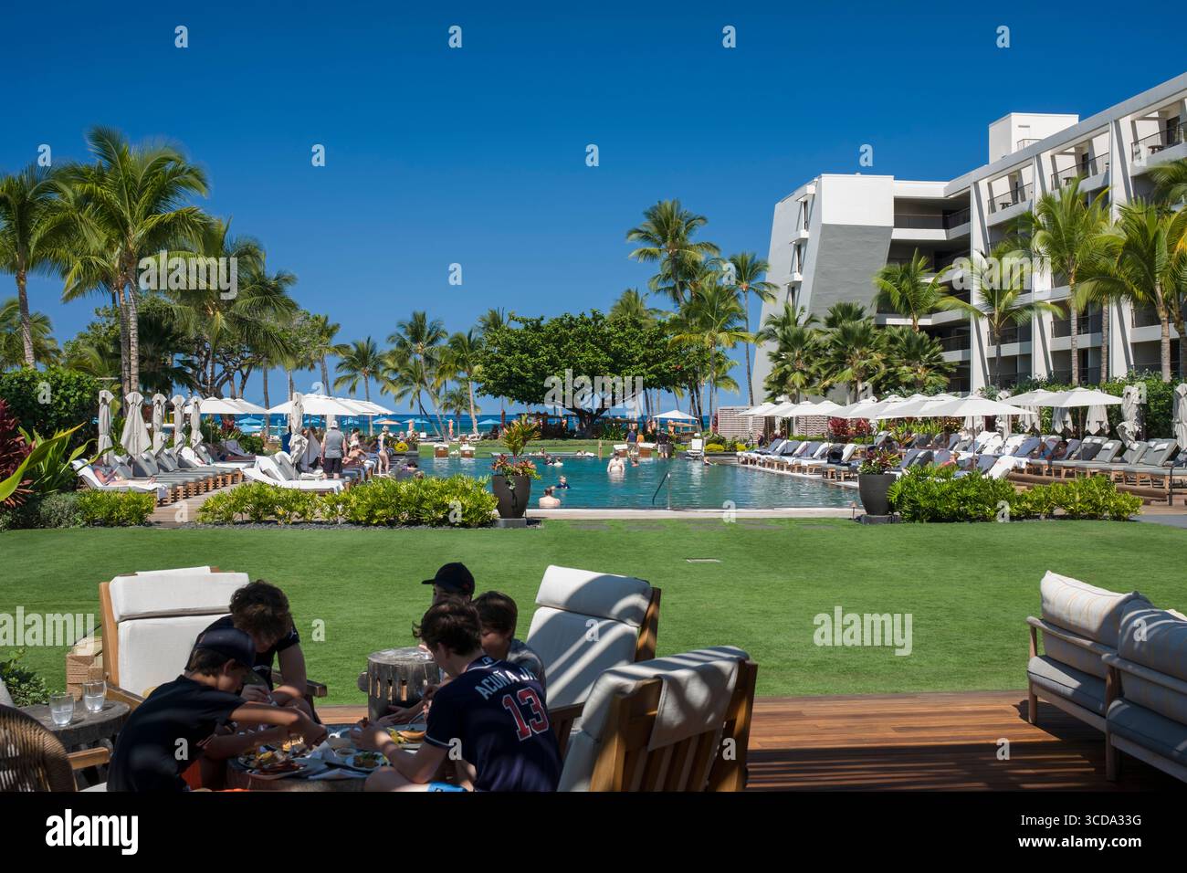 Hā Bar with views of swimming pool at the Mauna Lani, Auberge Resorts ...