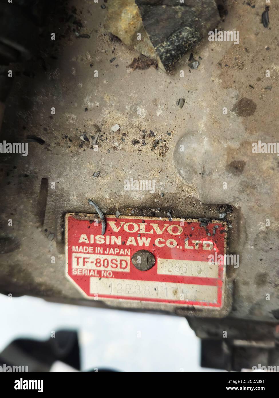 Volvo Aisin AW TF-80SD Automatic Transmission ID Plate Close-Up, Made ...