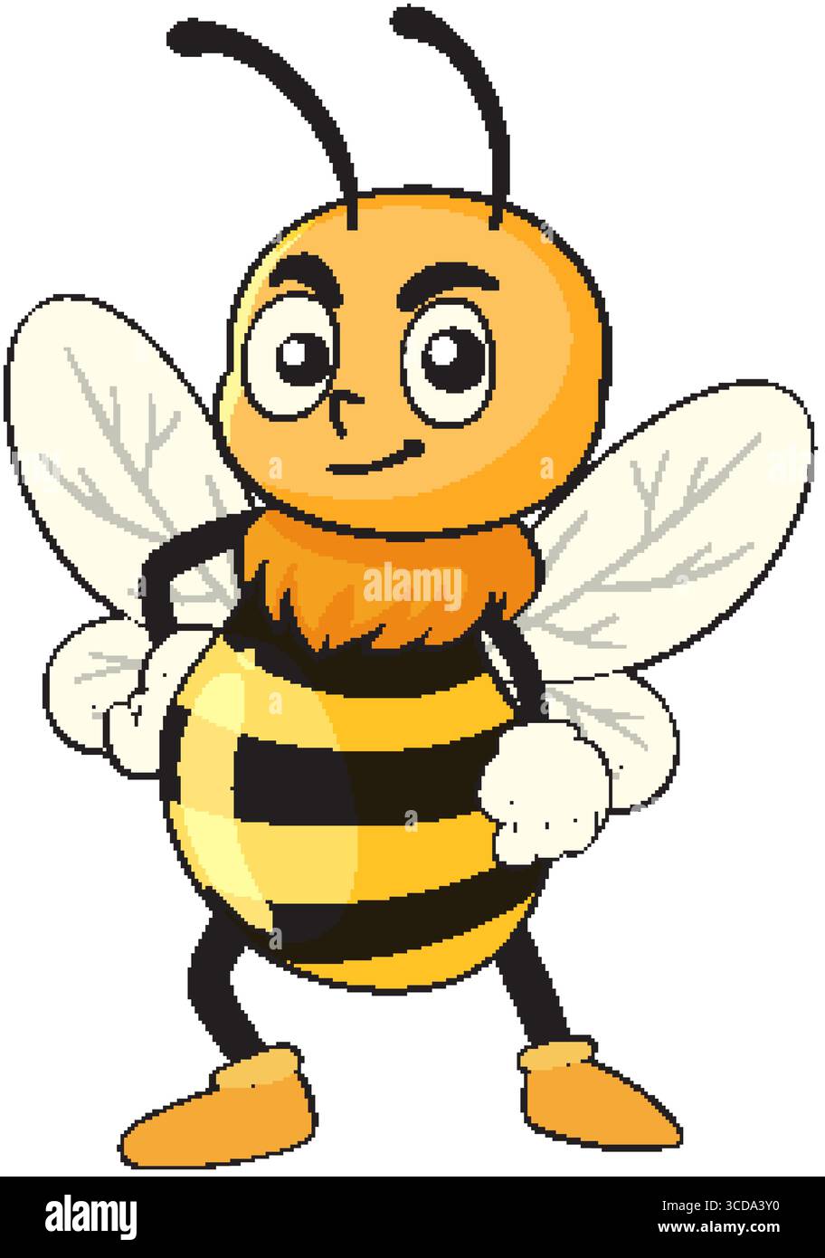 Vector illustration of a smiling bee in a confident stance. Bright ...