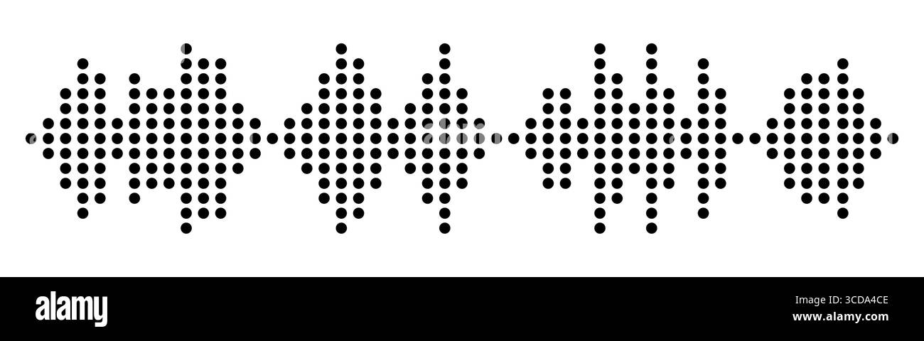 Sound radio wave from dots icon, voice message podcast audio recording ...