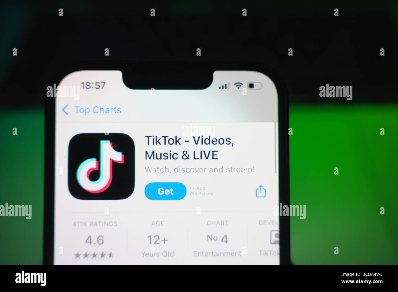 Roosendaal, The Netherlands - August 09, 2025: A smartphone displaying the logo of TikTok in the ...