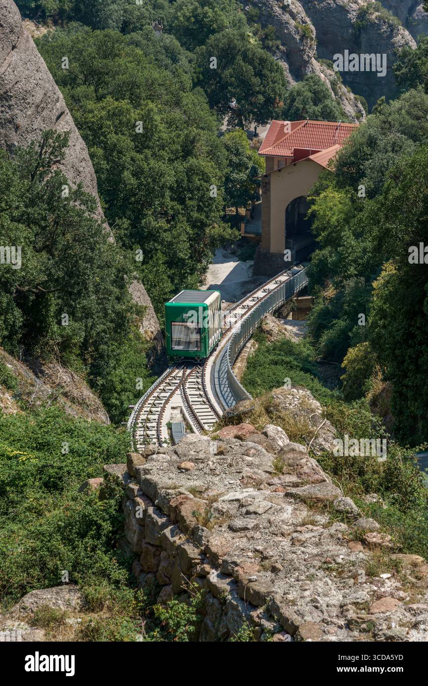 Santa Cova Funicular Railway Descending Through Montserrat Rock ...