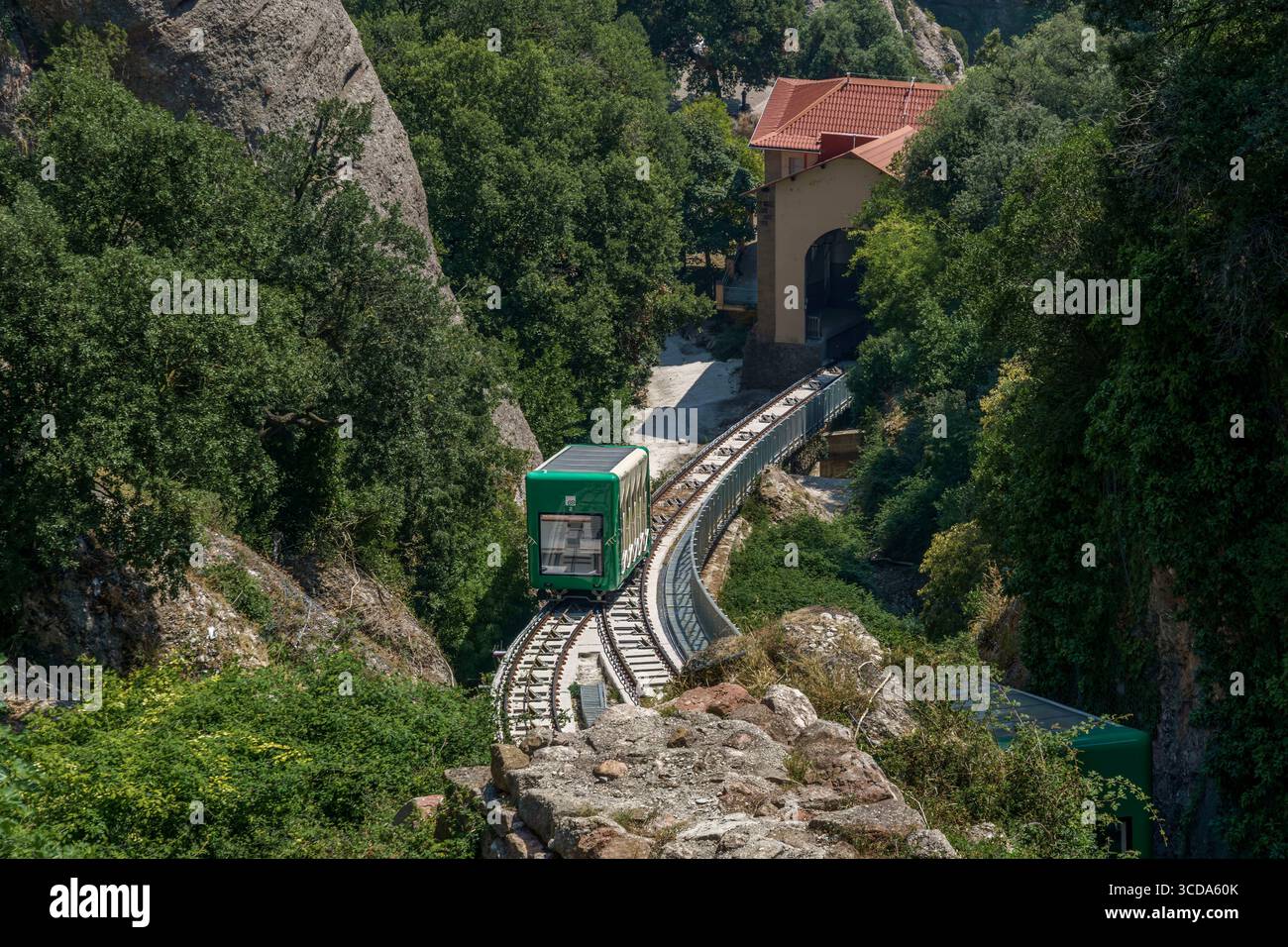 Santa Cova Funicular Railway Descending Through Montserrat Rock ...