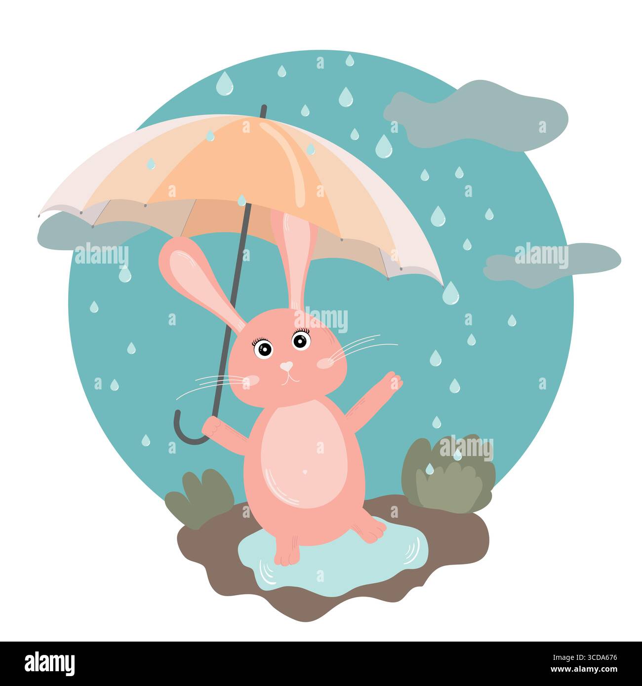 Autumn card cute rabbit Cut Out Stock Images & Pictures - Alamy