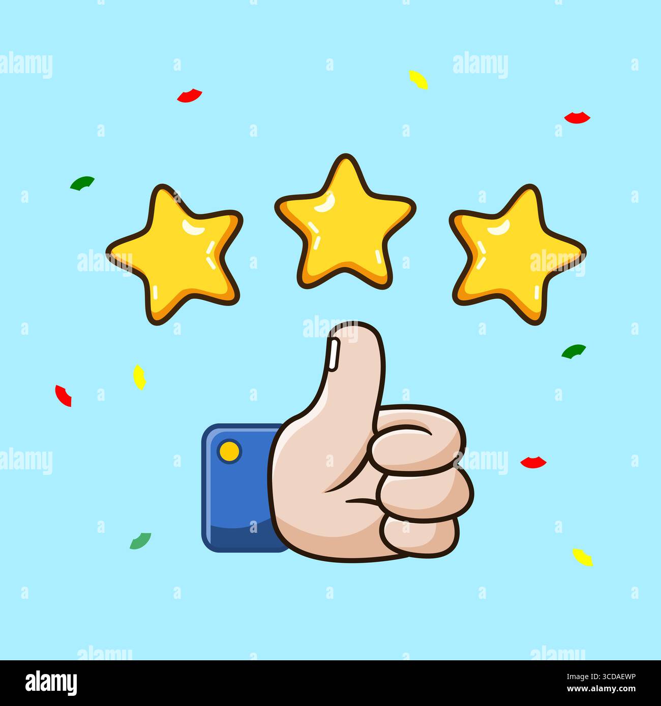 Thumbs Up with Stars, Positive Feedback and Approval Concept Vector ...
