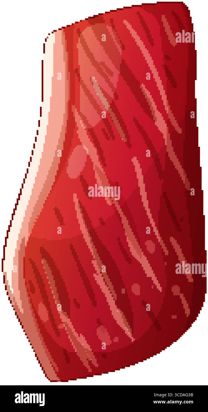 Detailed vector illustration of a raw meat slice with rich red hues and ...