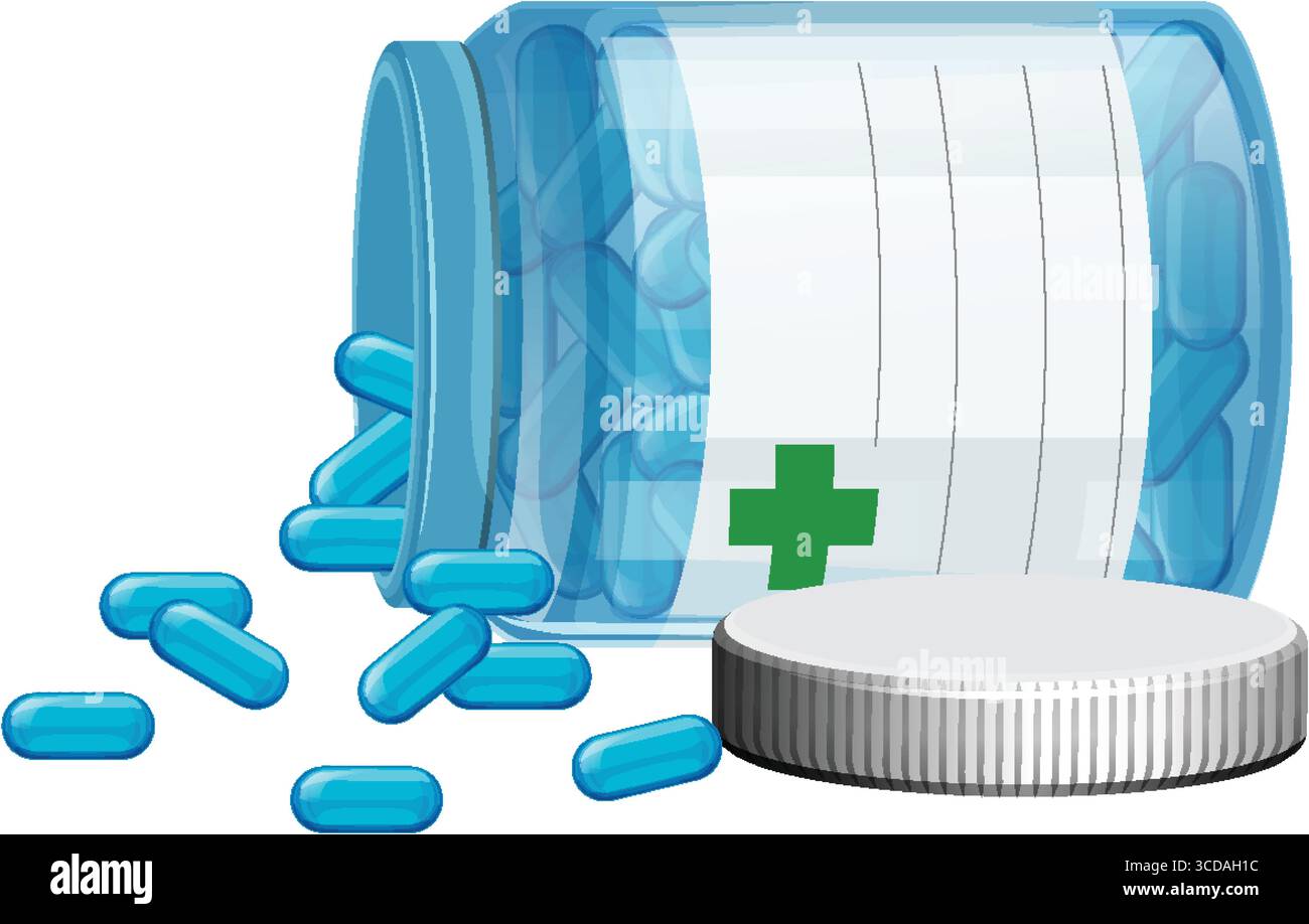 White capsules pouring from blue Stock Vector Images - Alamy