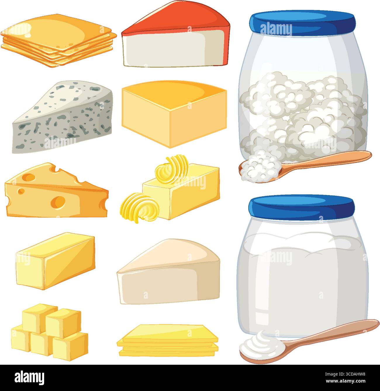 Cheese selection isolated cheddar brie Stock Vector Images - Alamy