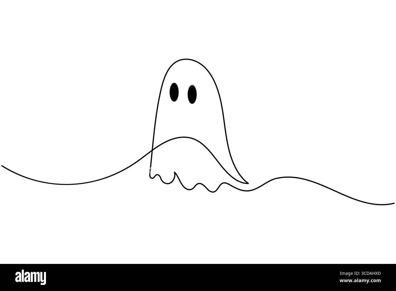 Halloween ghost continuous one line drawing minimalist isolate outline ...