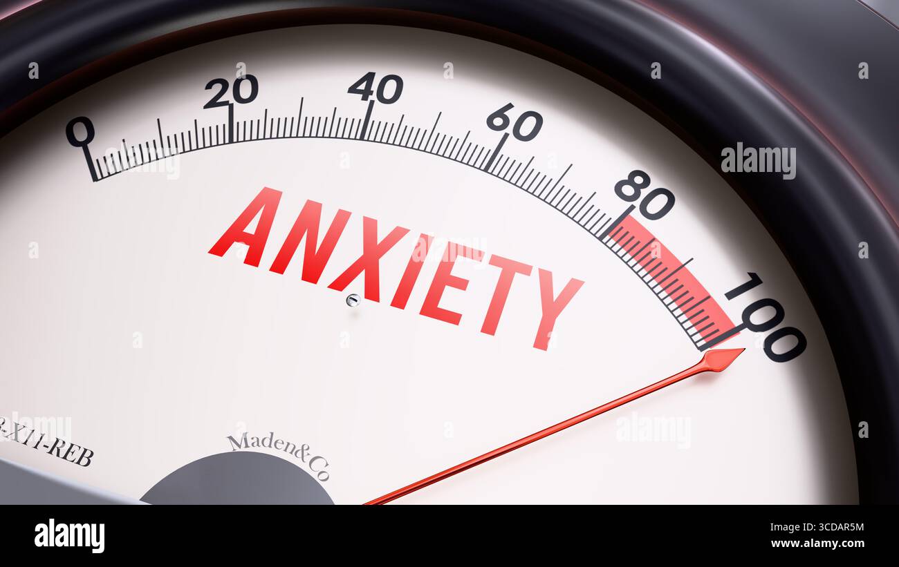 Anxiety that is hitting a full scale, rising values, showing a very ...