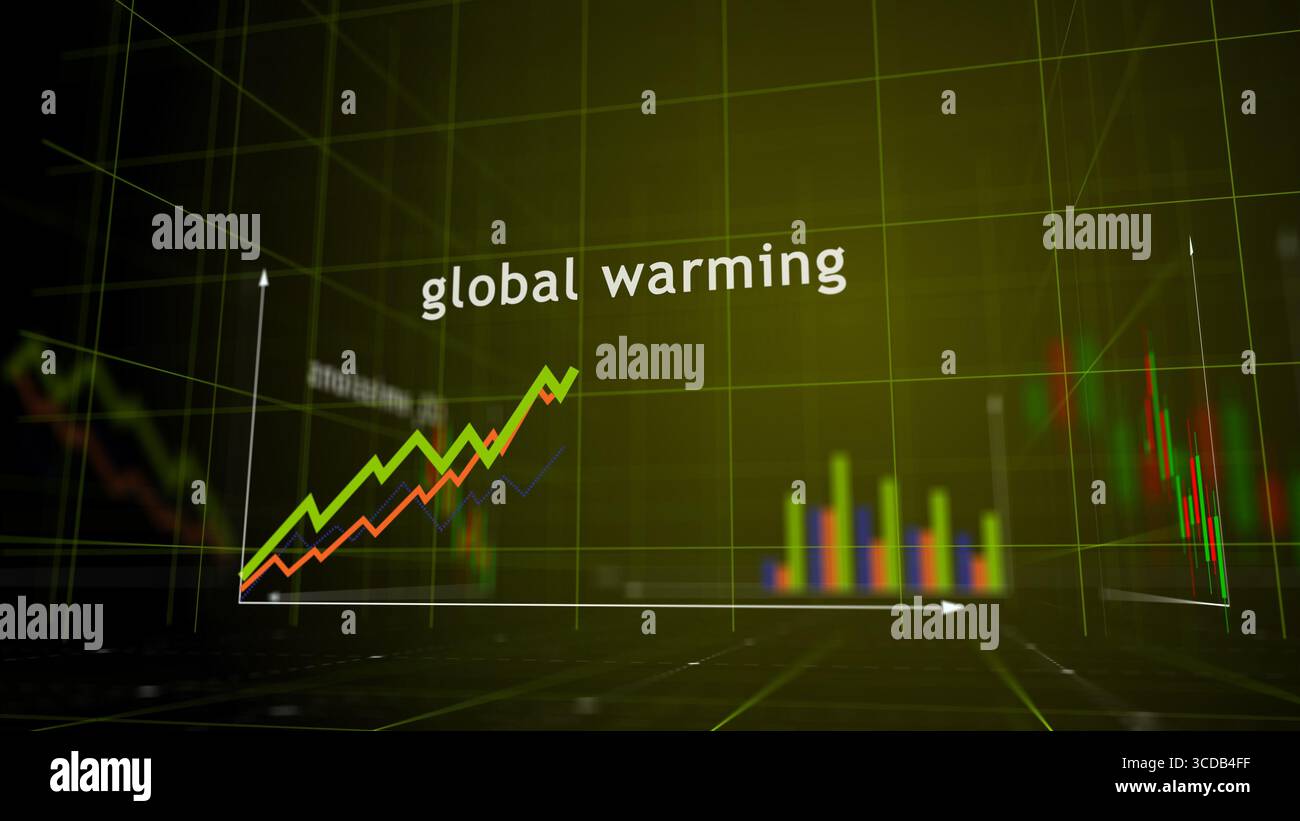 Global warming and climat change charts and graphs diagram concept 3d ...