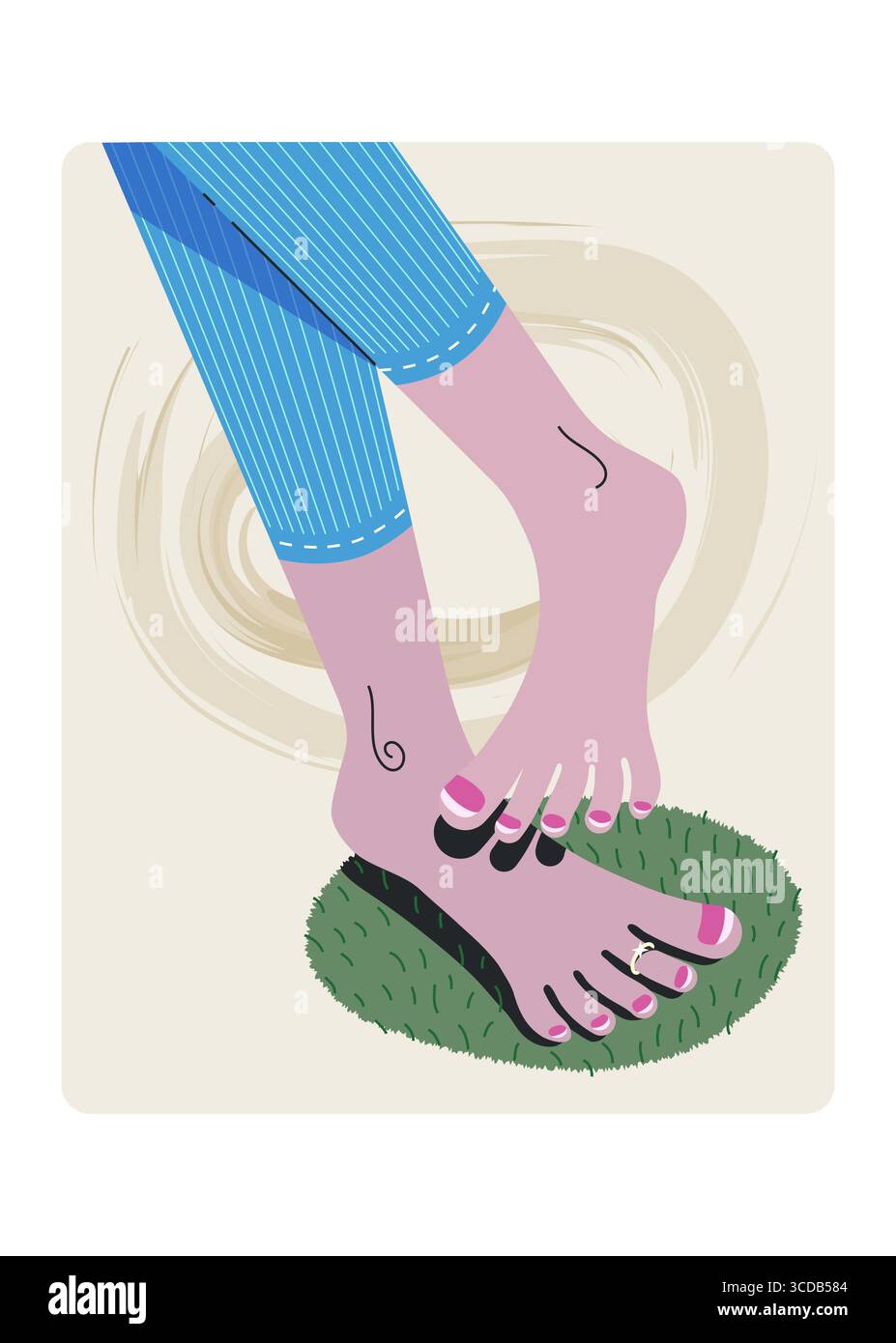 Stylized Illustration of Relaxed Feet with Toe Spreaders and Blue ...