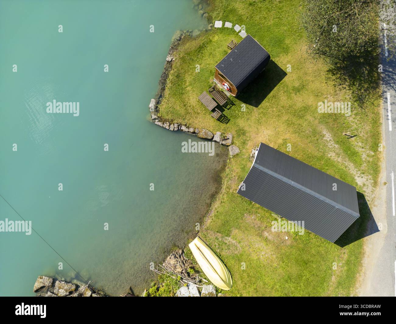 Aerial view quaint cabins hi-res stock photography and images - Alamy