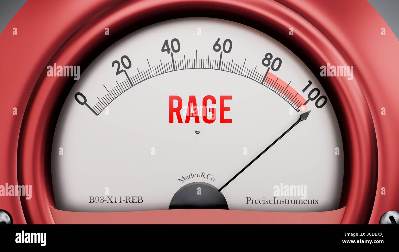 Rage that is hitting a full scale, rising values, showing a very high ...