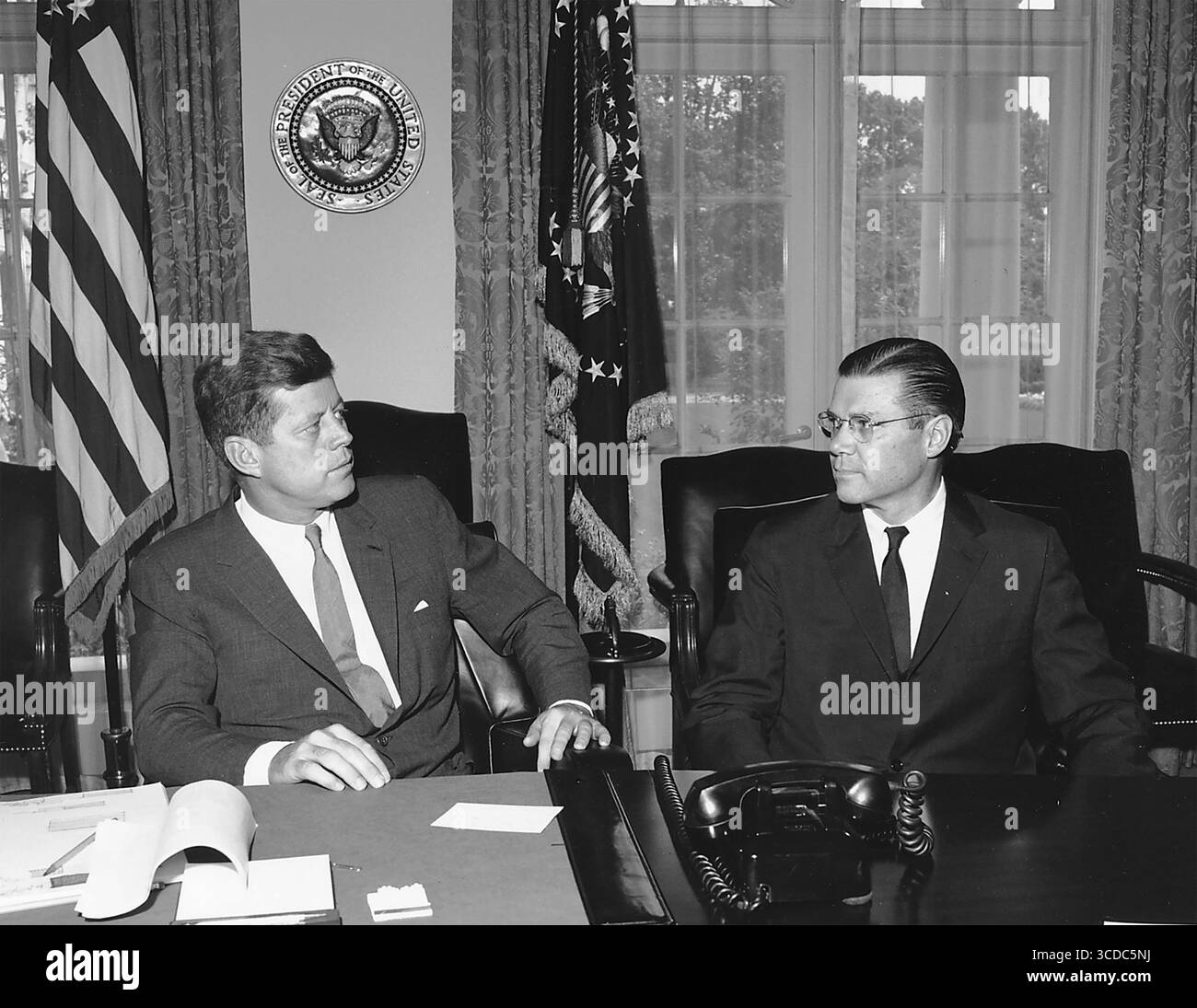 U.S. President John F. Kennedy with his Secretary of Defence Robert ...