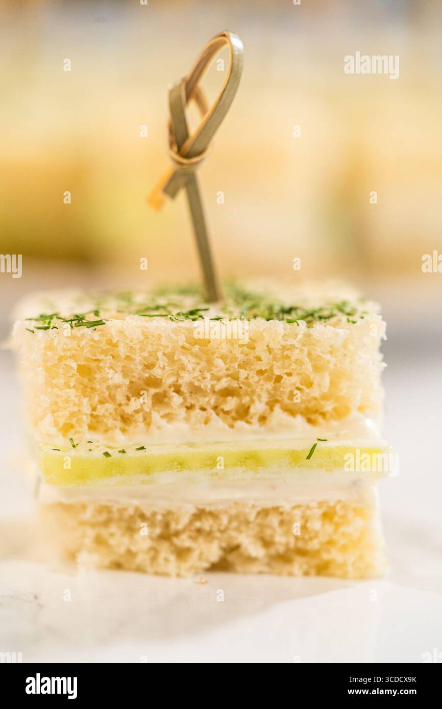 Mini Cucumber Sandwich with Cream Cheese Filling Stock Photo - Alamy