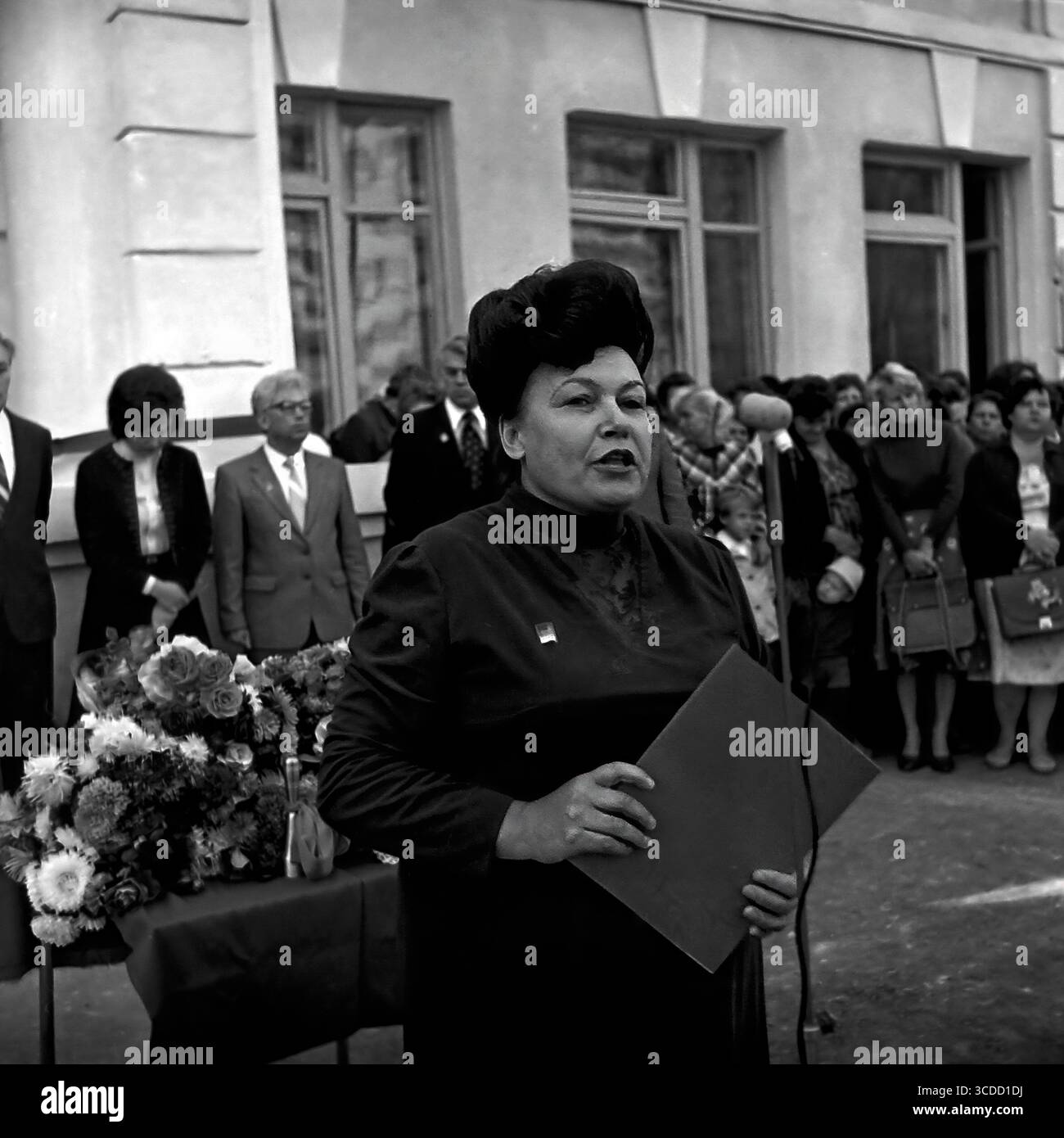 The school director delivers a solemn speech at the assembly on ...