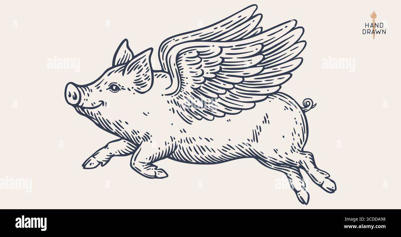 Fly piggly, pig, piglet with wings Stock Vector Image & Art - Alamy