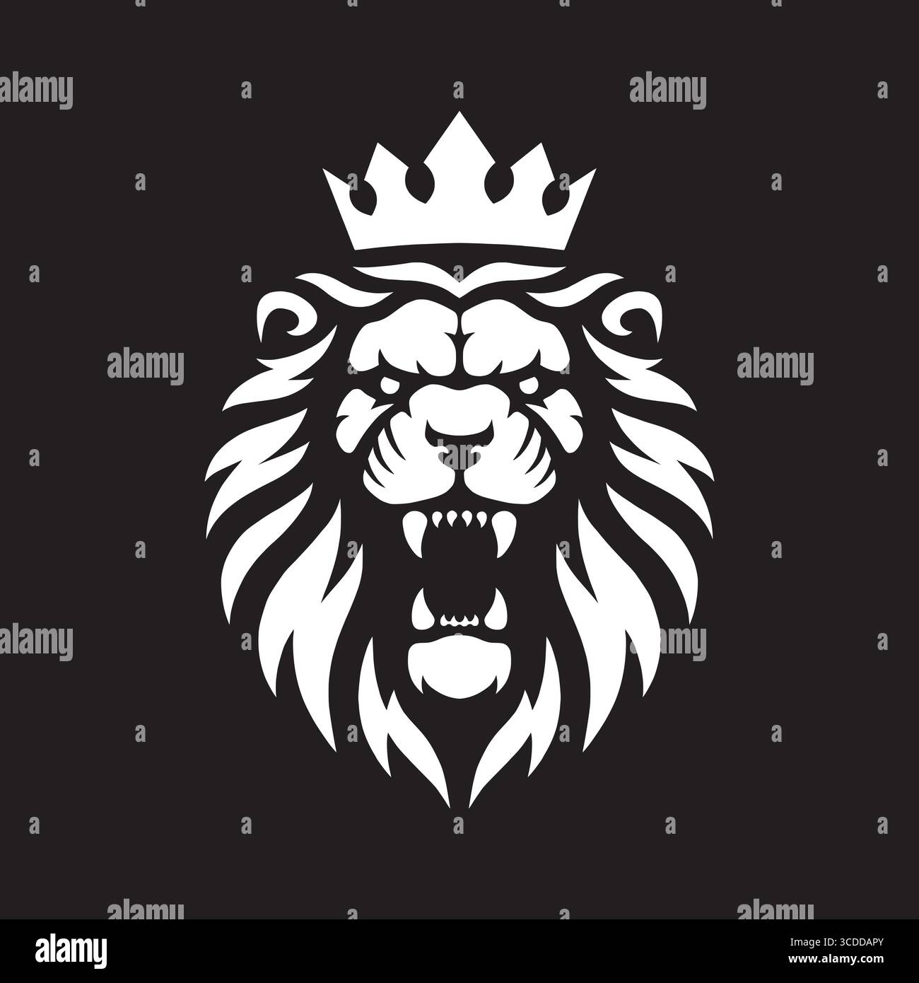 Lion head with crown logo concept. Angry lion king design illustration ...