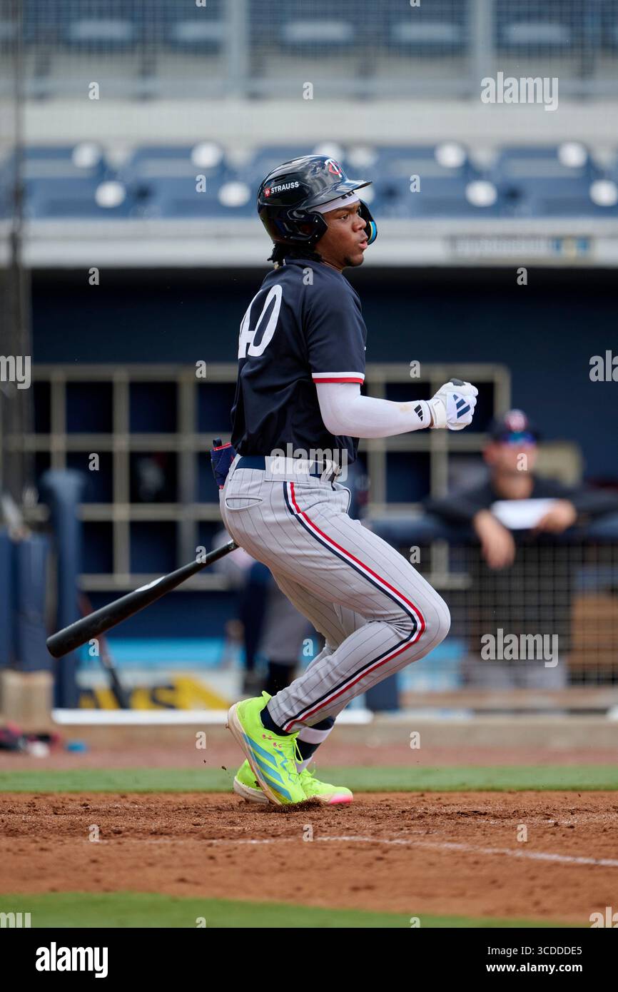 Minnesota Twins Quentin Young (40) bats during an MiLB Bridge League ...