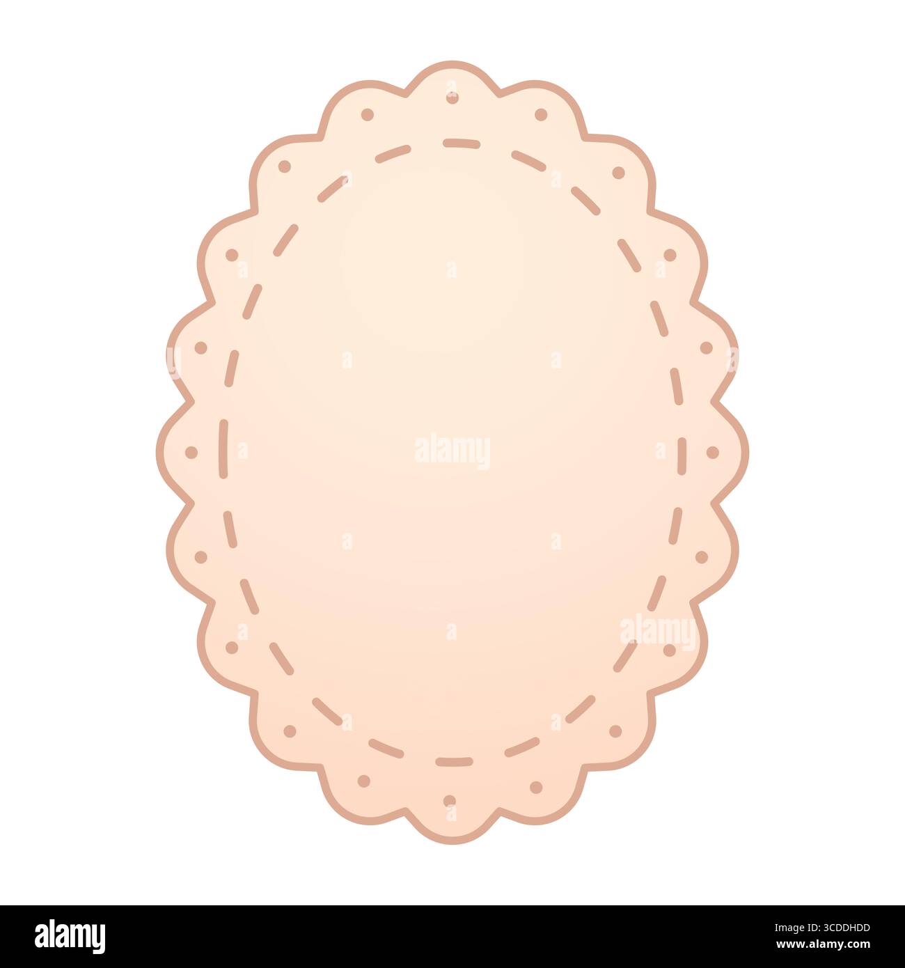 Soft beige oval tag with scalloped edge and stitched outline. Perfect ...