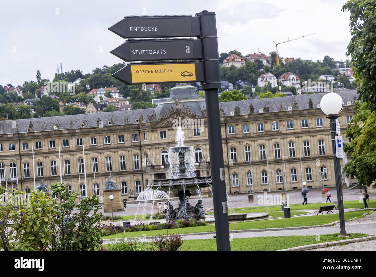Digital signpost in front of the New Palace on Schlossplatz in ...