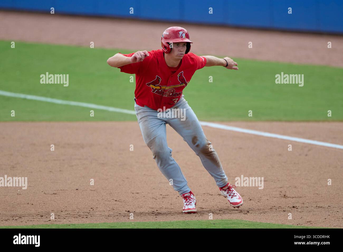 Palm Beach Cardinals Jack Gurevitch (37) leads off first base during an ...