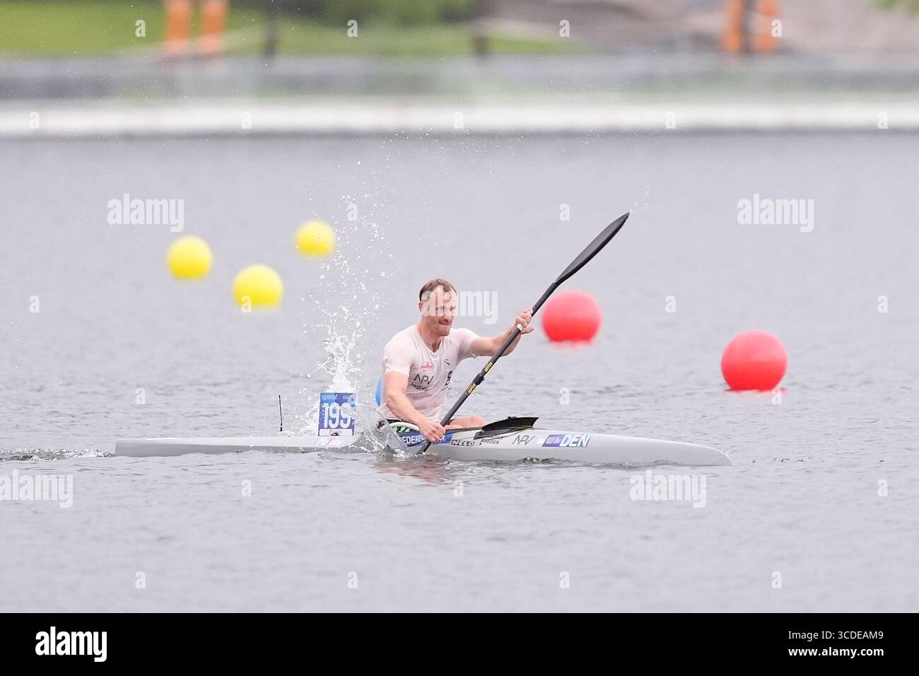 Mads Brandt Pedersen from Denmark reacts after winning the Men's K1 ...