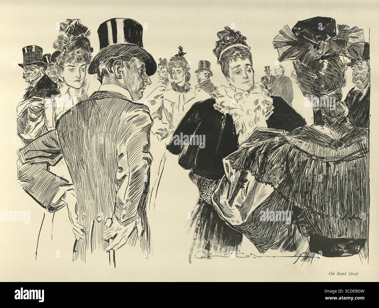 Well dressed wealth people on Bond Street, Sketches from Victorian ...