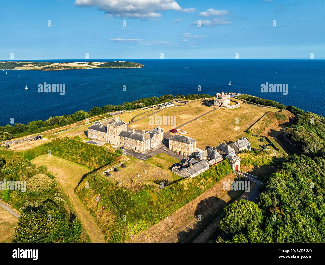 Pendennis Castle and Pendennis Point from a drone, Falmouth, Cornwall ...